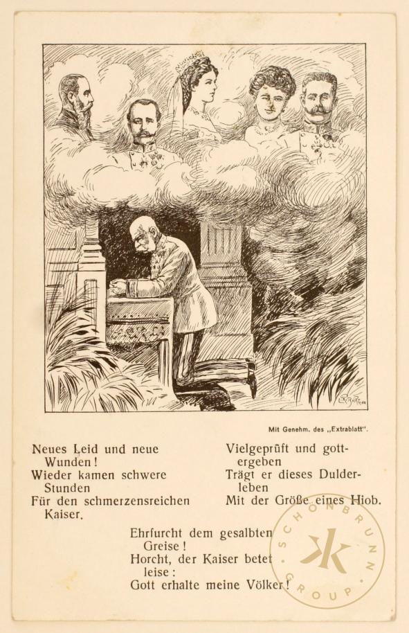 Der greise Kaiser Franz Joseph im Gebet – Werke – eMuseum Schönbrunn Group